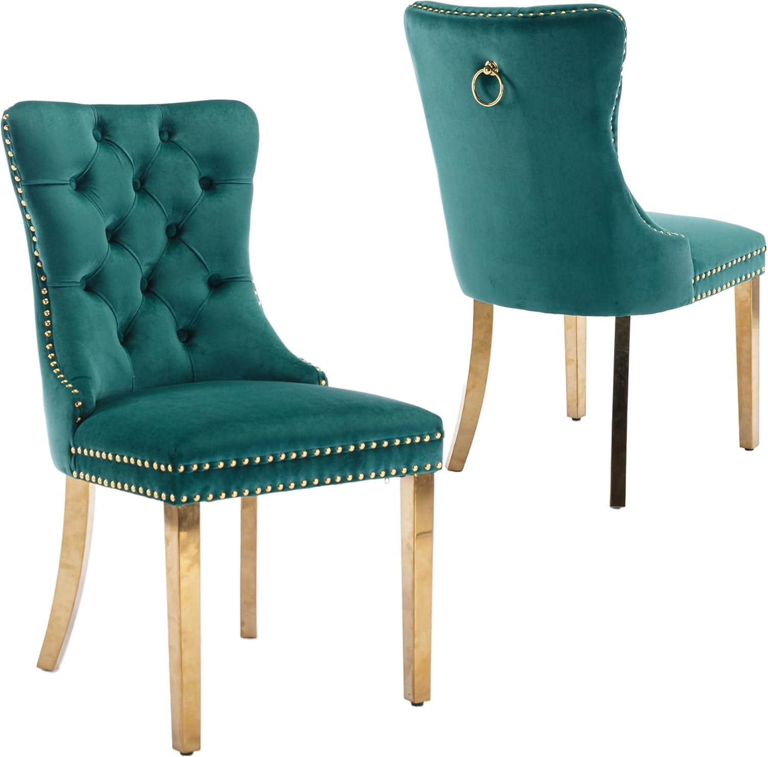 Rhomtree Contemporary Button Tufted Dining Chairs High-end Velvet ...