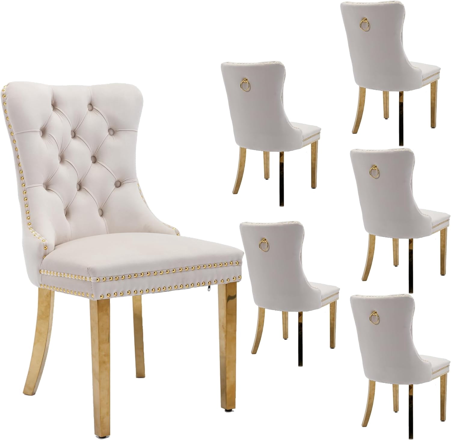 Rhomtree Contemporary Button Tufted Dining Chairs High-end Velvet ...