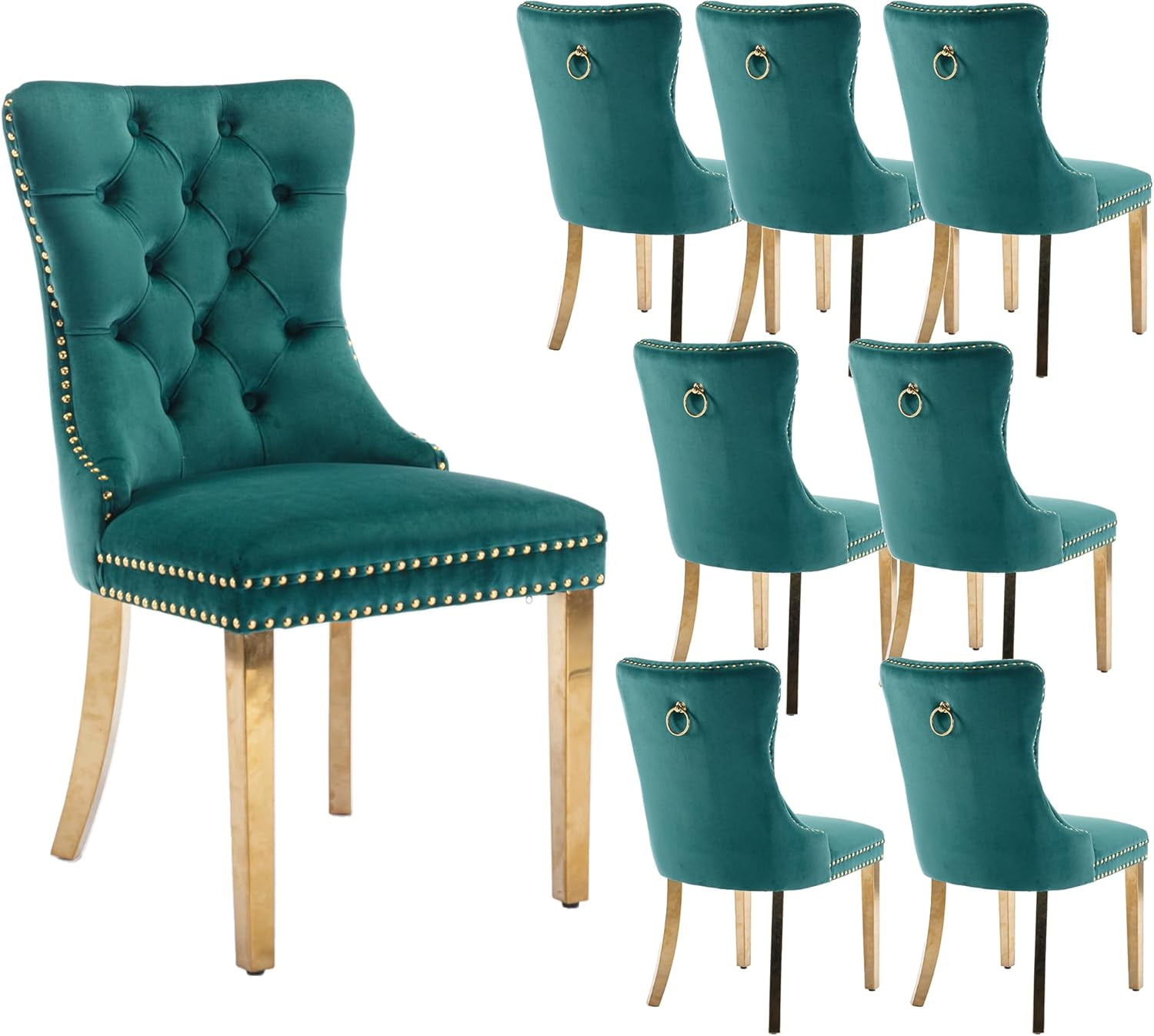 Rhomtree Contemporary Button Tufted Dining Chairs High-end Velvet ...