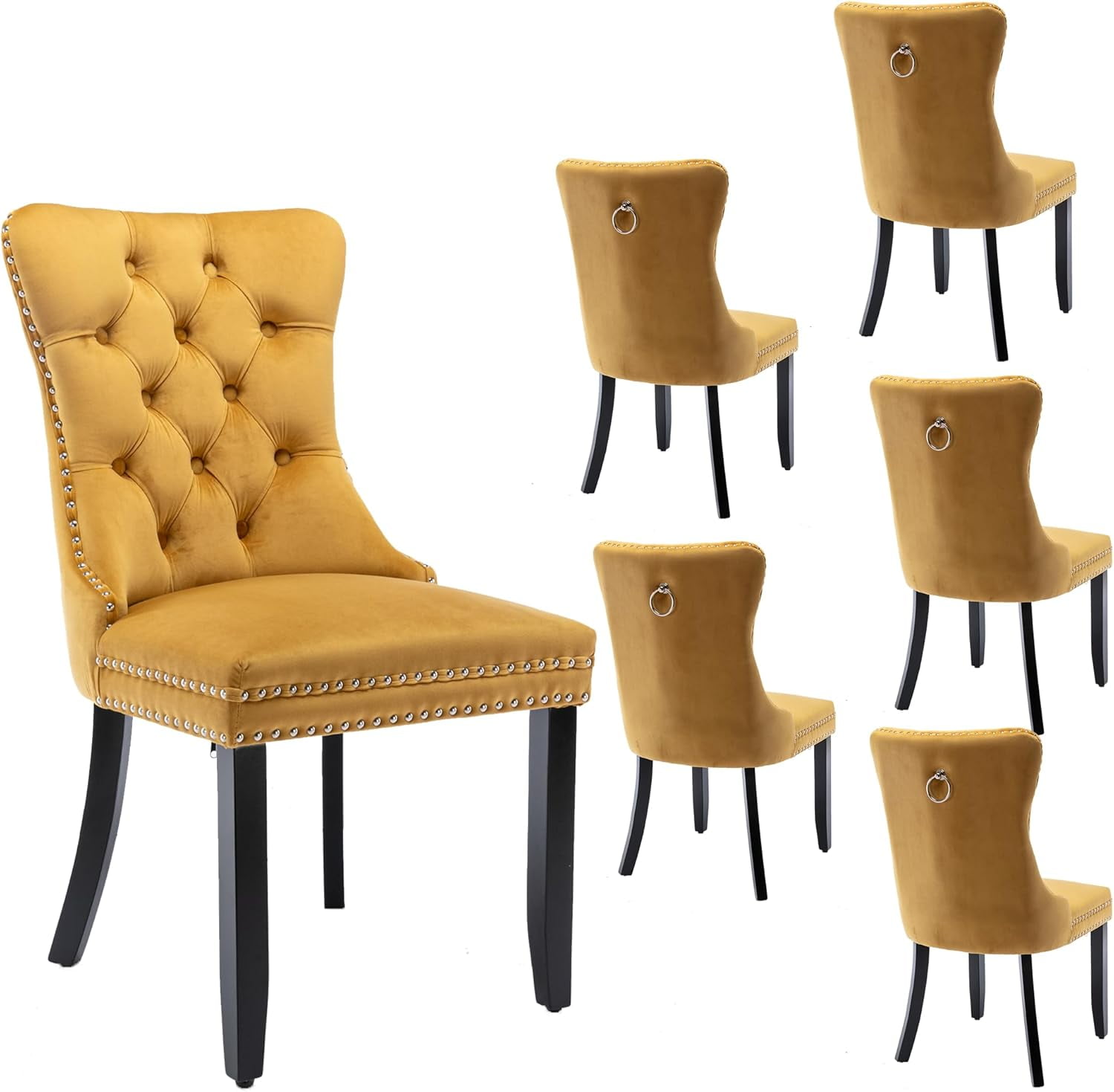 Rhomtree Contemporary Button Tufted Dining Chairs High-end Velvet ...