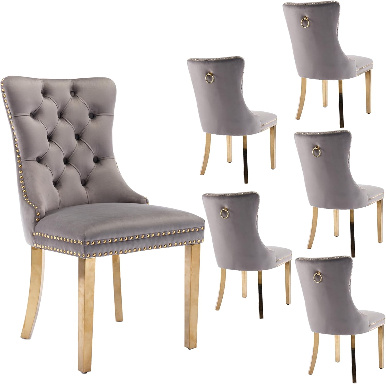 Rhomtree Contemporary Button Tufted Dining Chairs High-end Velvet ...
