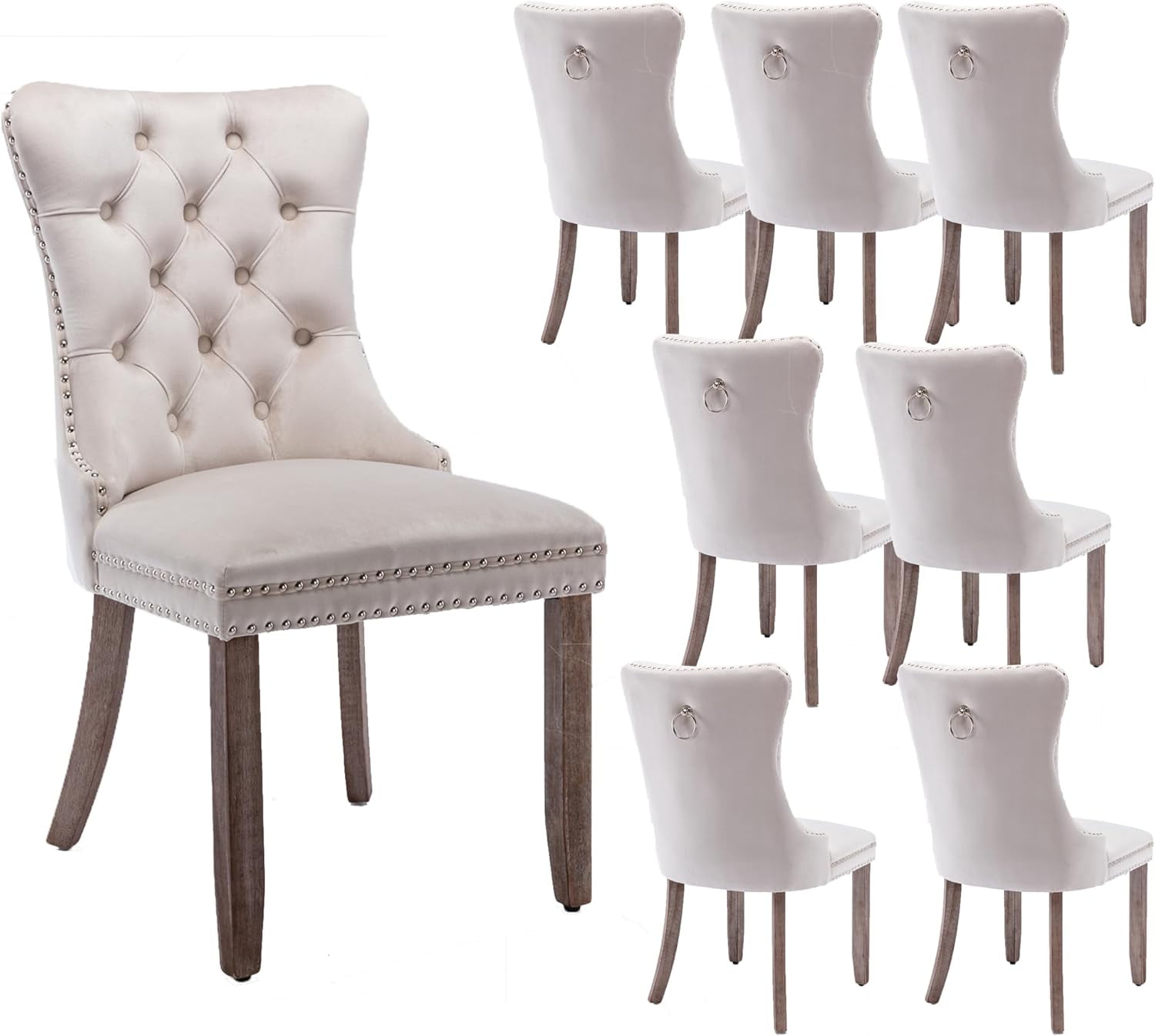Rhomtree Contemporary Button Tufted Dining Chairs High-end Velvet ...