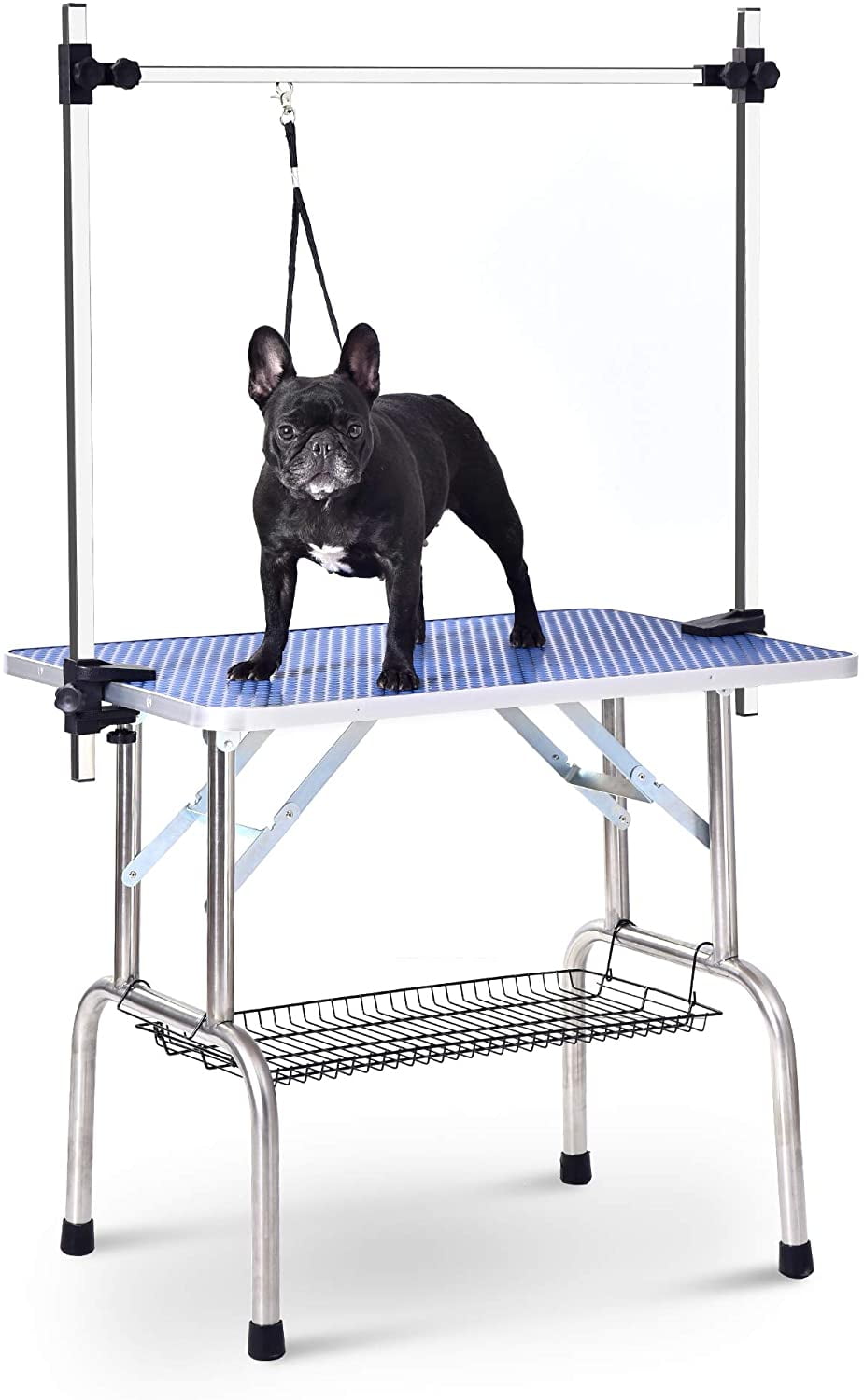 Rhomtree Professional 46" Adjustable Pet Grooming Table Heavy Duty with Arm & Nosse & Mesh Tray ...