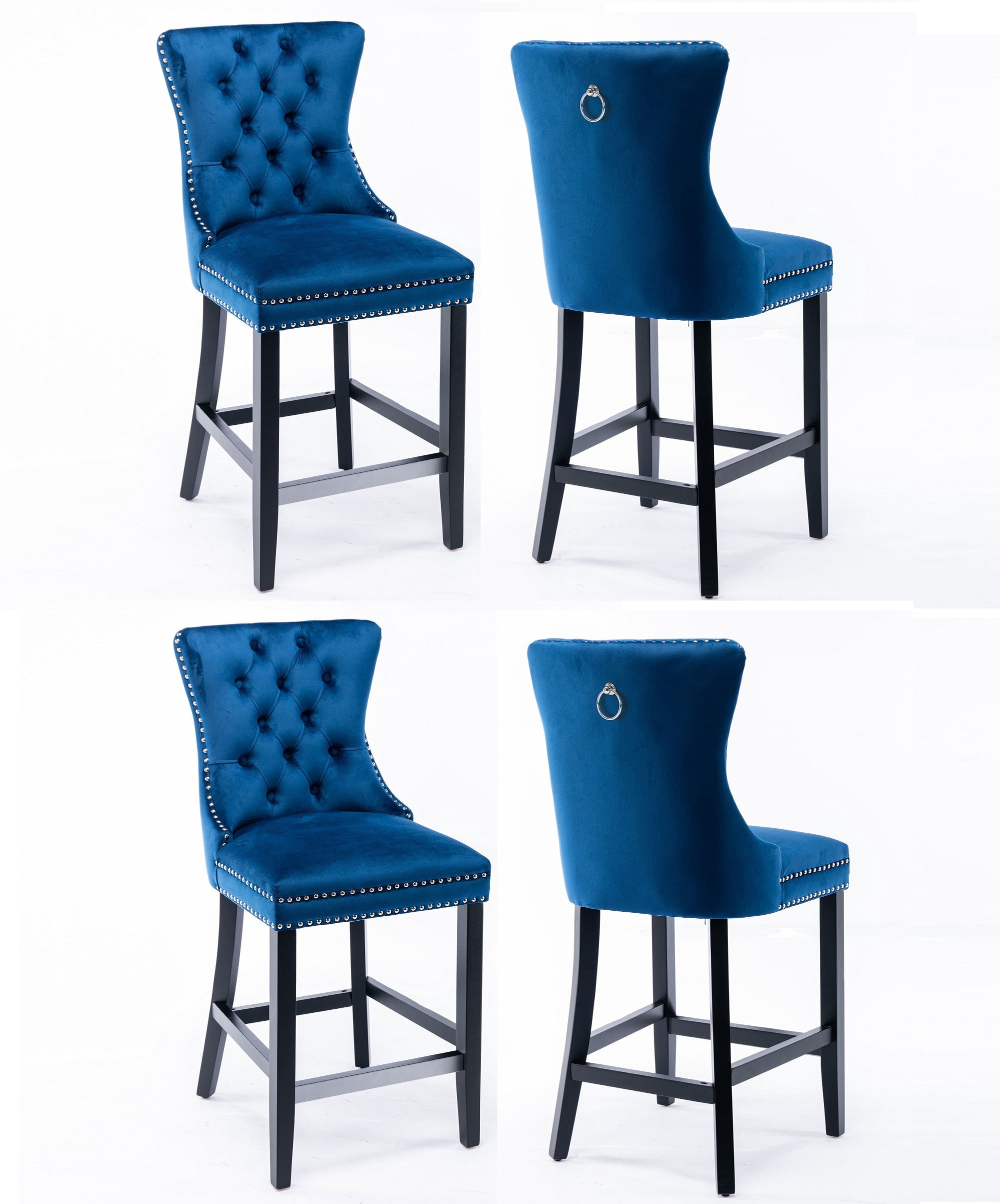 Rhomtree Tufted Upholstered Button Back Countser Height Bar Stools ...