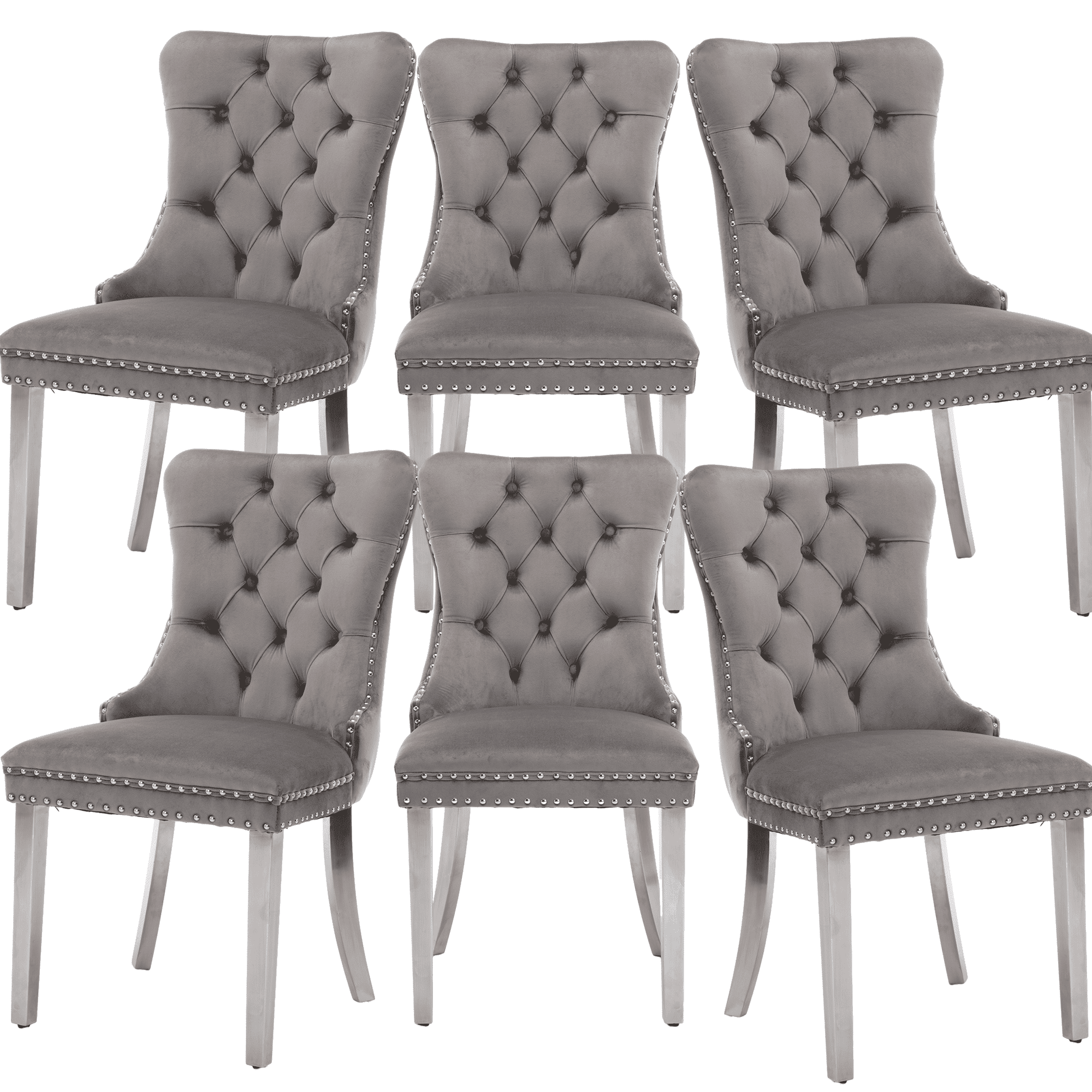 Elegant Formal Dining Chairs, Velvet Upholstered with Nailhead and Ring ...