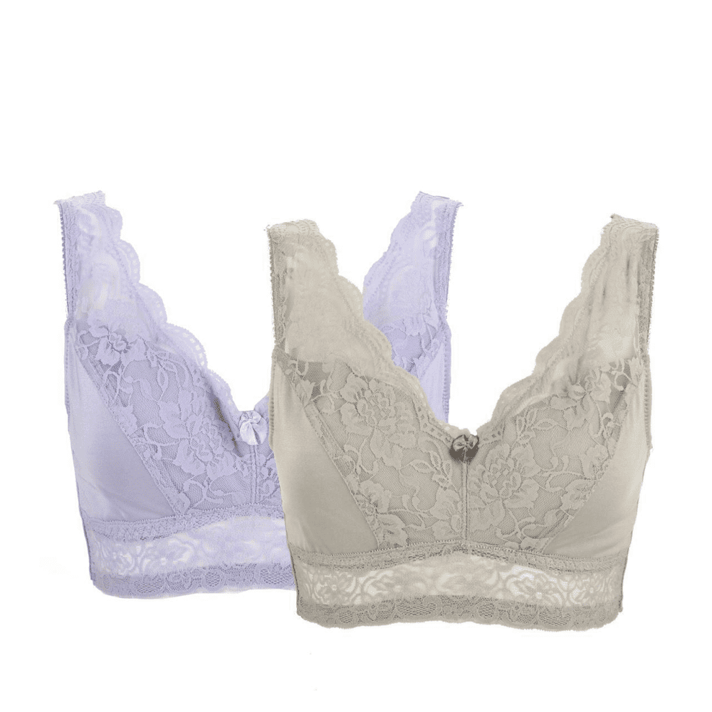 Rhonda Shear 2-pack Pin Up Bra with Back Closure, Amethyst/Gray, 1X ...