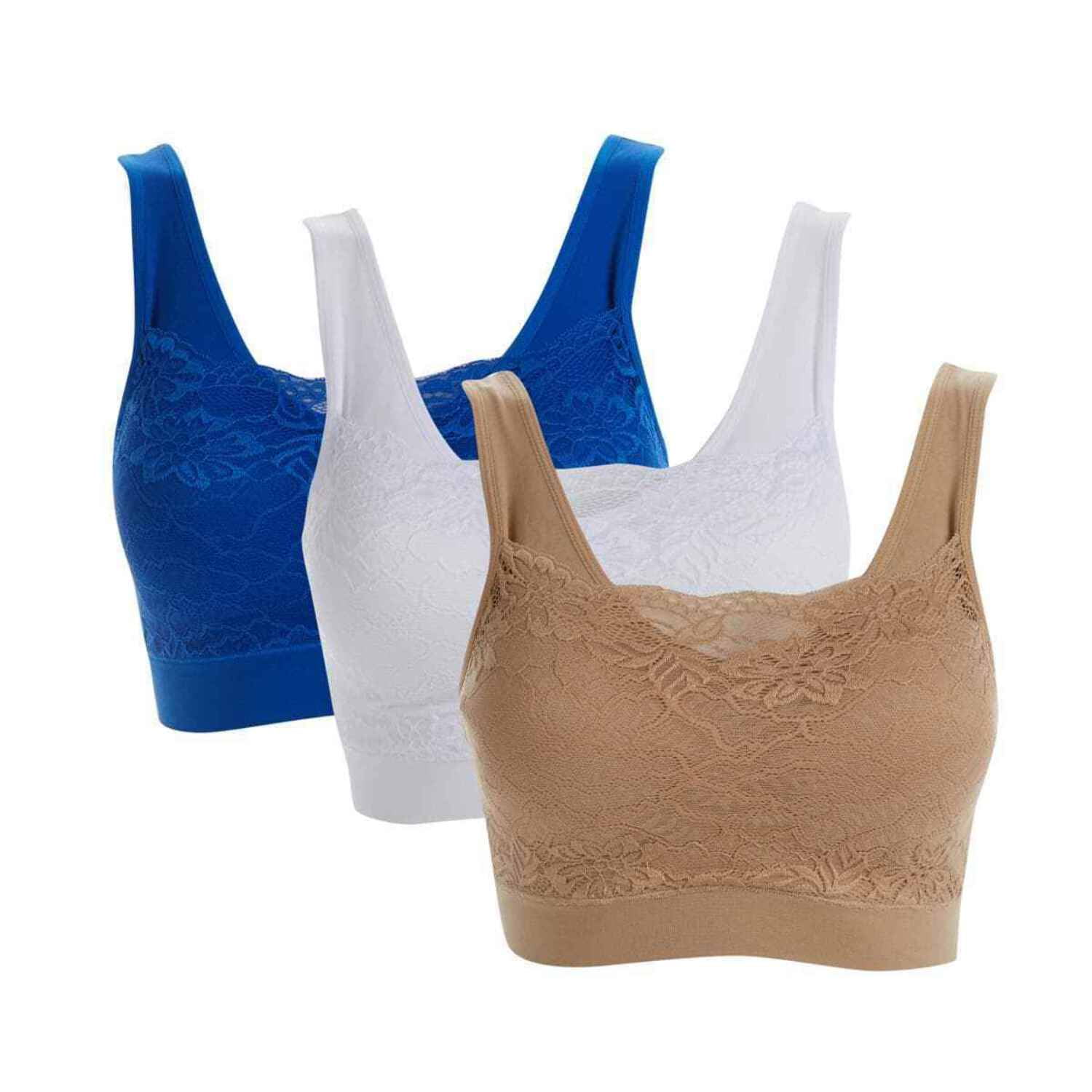 Rhonda Shear 3 Pack Seamless Lace Overlay Bra - Walmart.com