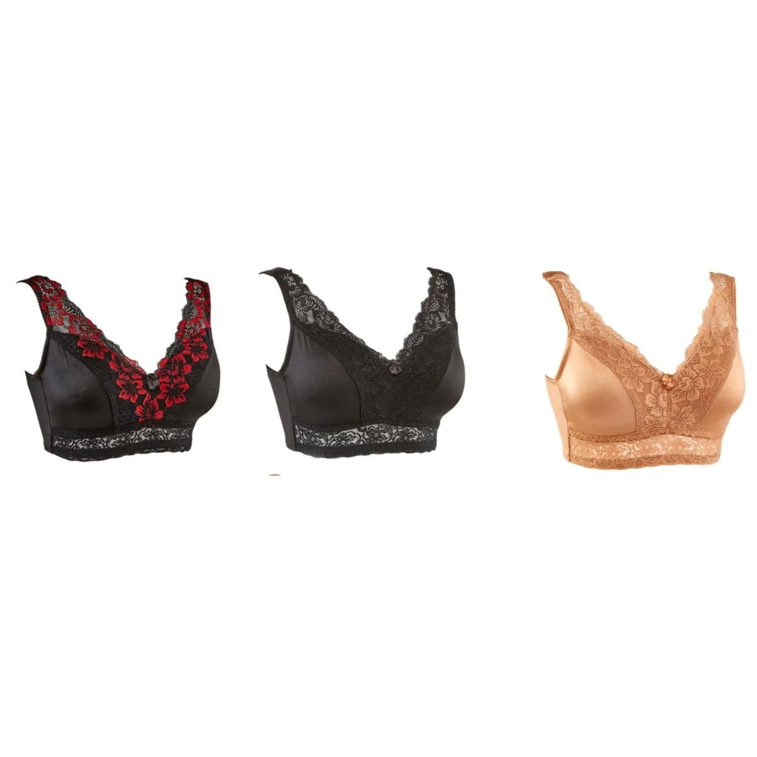 Rhonda Shear 3-pack Pin Up Bra with Back Closure - Walmart.com