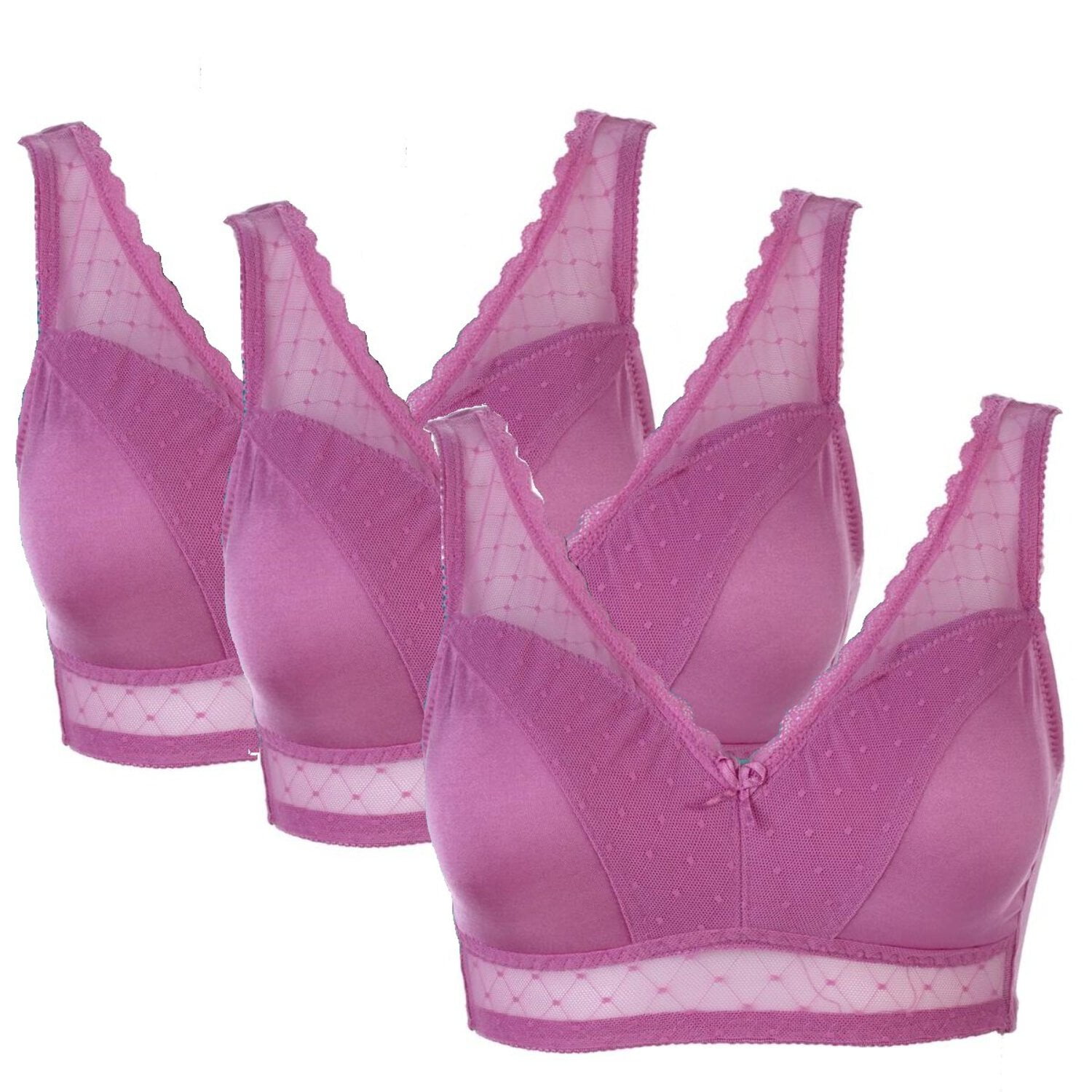 Rhonda Shear Mesh Dot Pin-Up Bra 3 Pack w/Removable Pads - Walmart.com