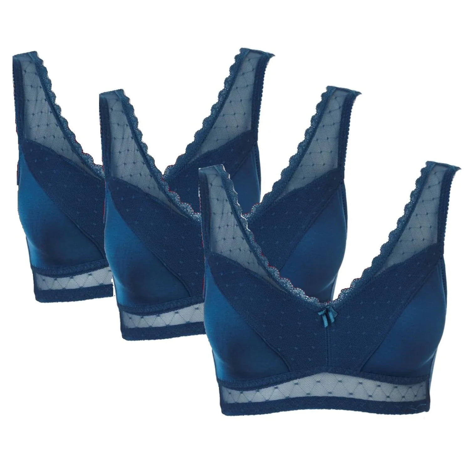 Rhonda Shear Mesh Dot Pin-Up Bra 3 Pack w/Removable Pads - Walmart.com
