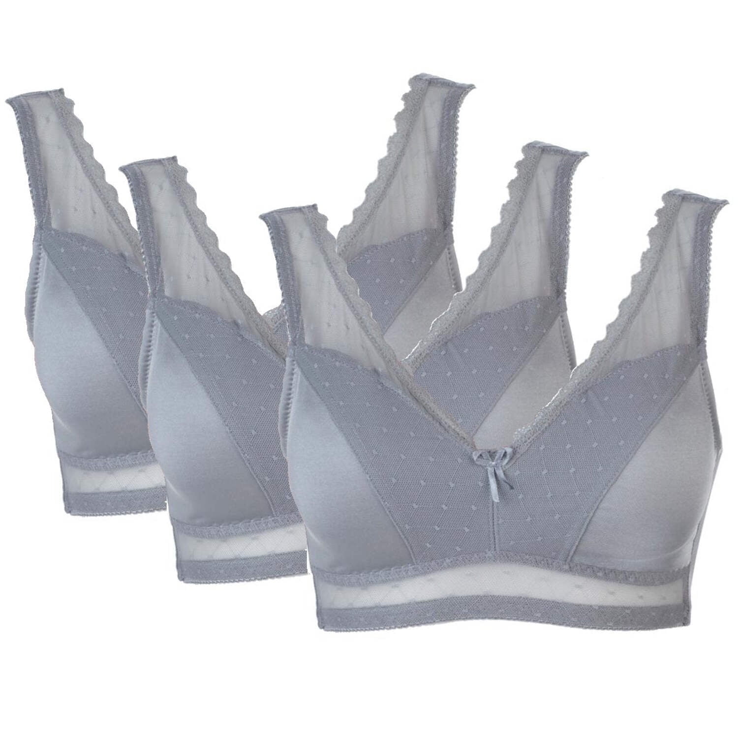 Rhonda Shear Mesh Dot Pin-Up Bra 3 Pack w/Removable Pads - Walmart.com