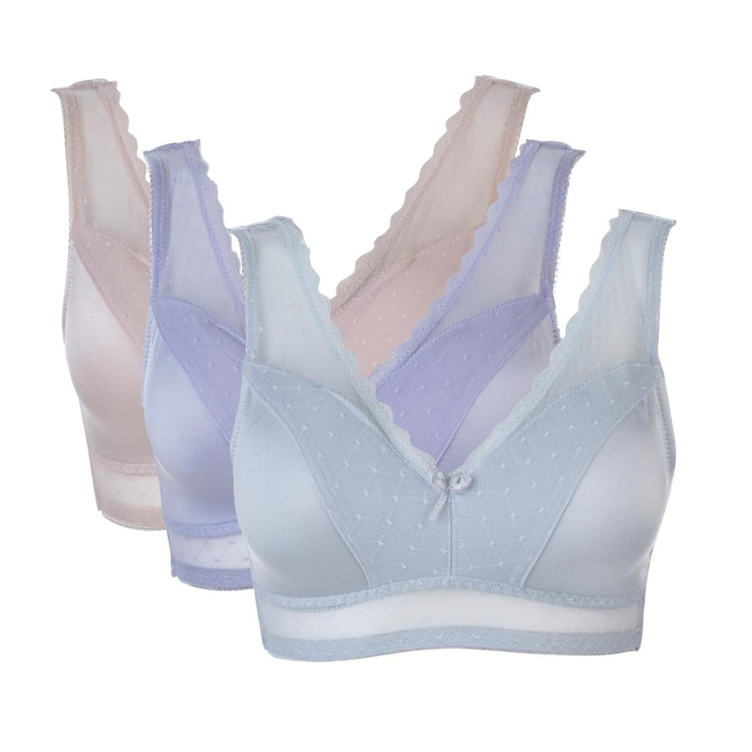 Rhonda Shear Mesh Dot Pin-Up Bra 3 Pack w/Removable Pads - Walmart.com