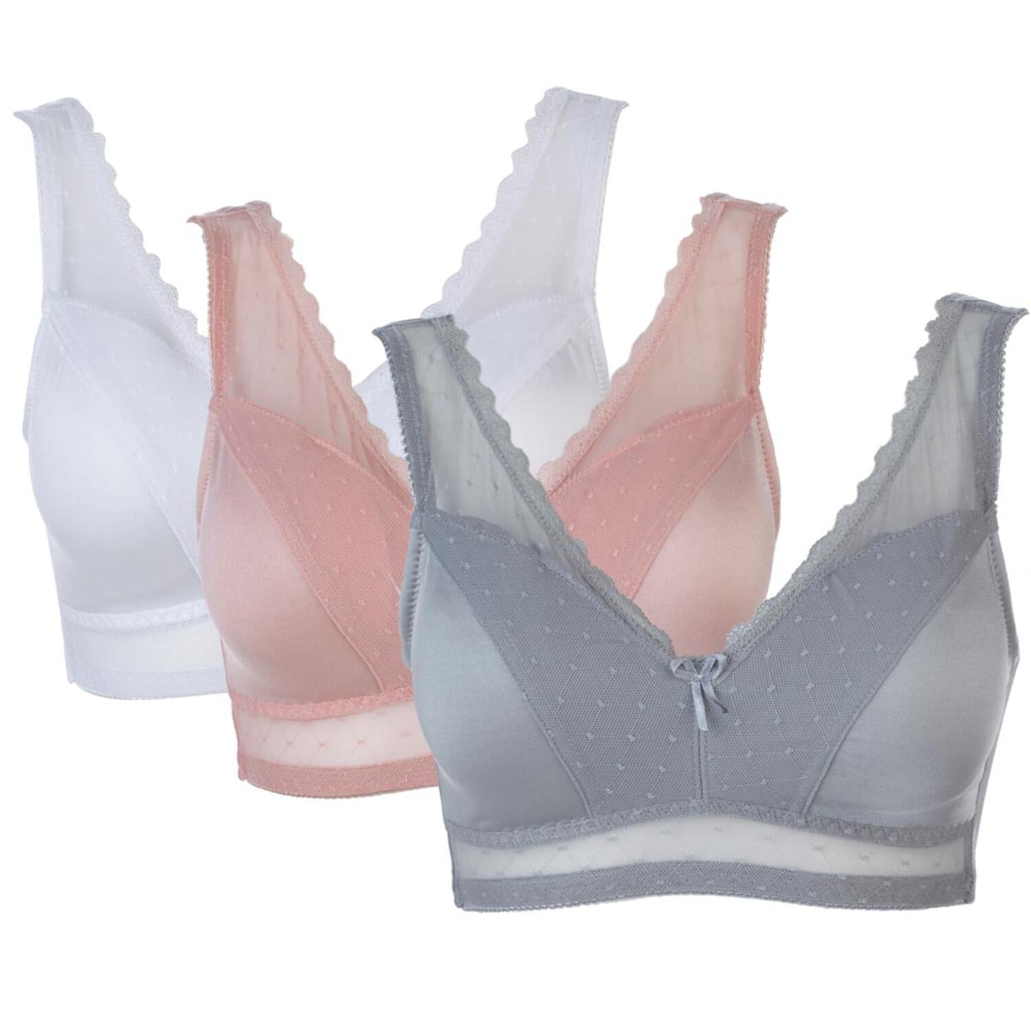 Rhonda Shear Mesh Dot Pin-Up Bra 3-pack with Removable Pads - Walmart.com