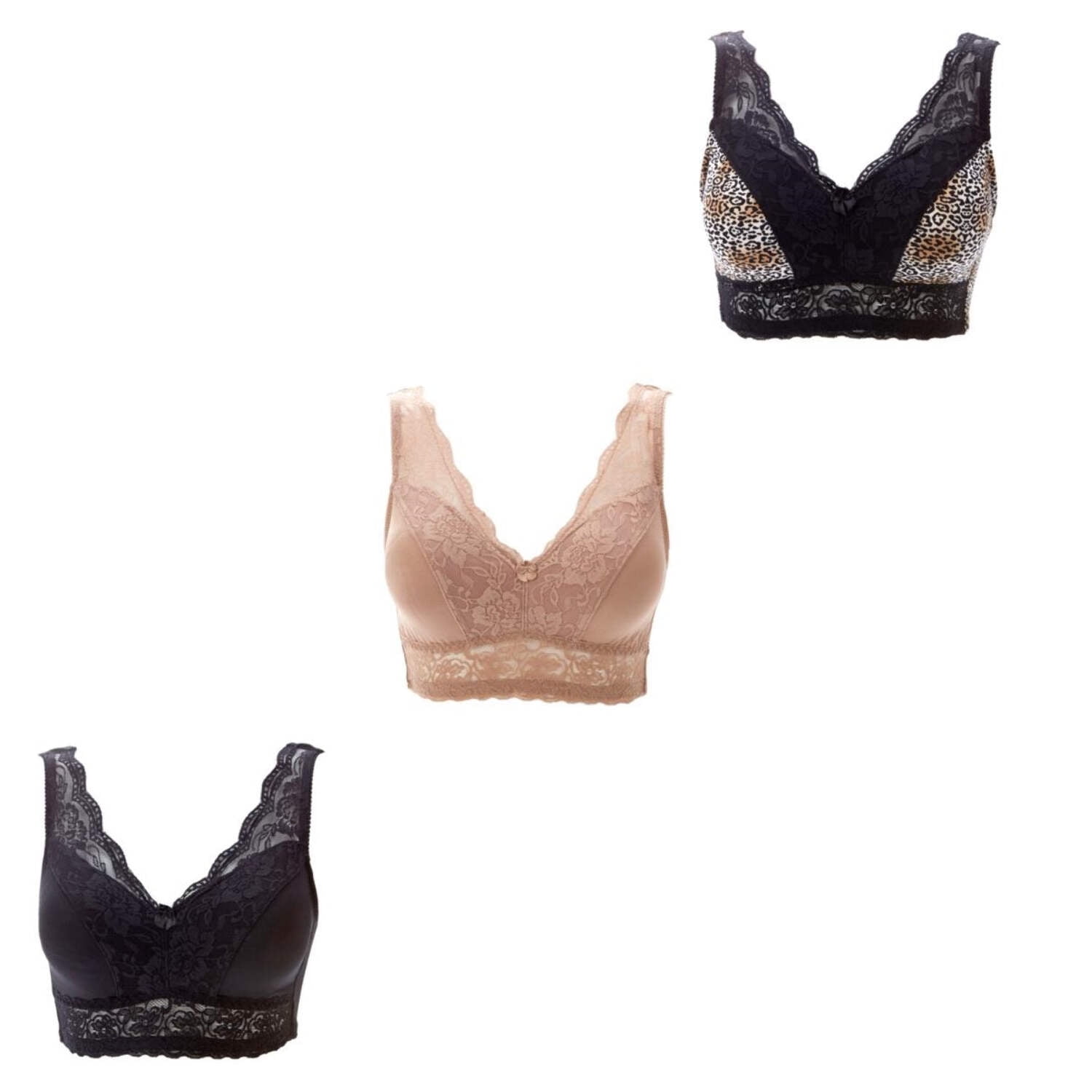 Rhonda Shear Pin Up Lace Overlay Bra 3-pack_567051_Leopard_481 ...