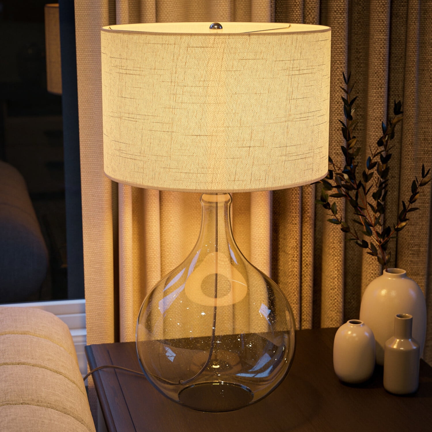 Rhone Accent Lamp with Seeded Glass with Green Hue Finish - Walmart.com