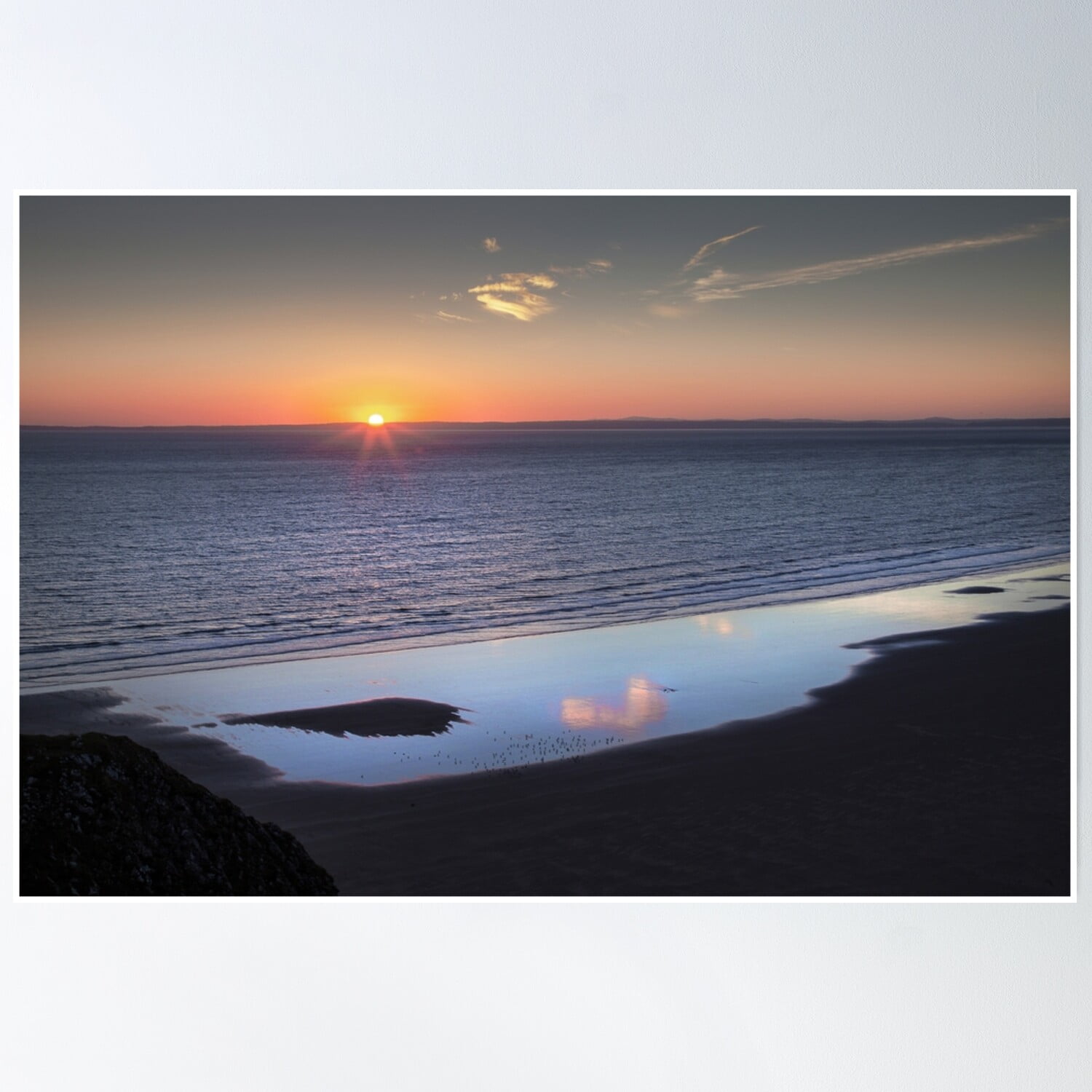 Rhossili Summer Solstice Sunset 2018 Poster Wall Art, Modern Wall Decor ...