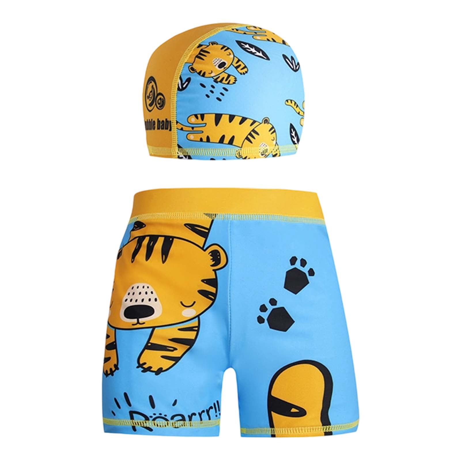 Rhoudy Boys Swim Set Swim Trunks For Kids With Swim Cap Summer Beach ...