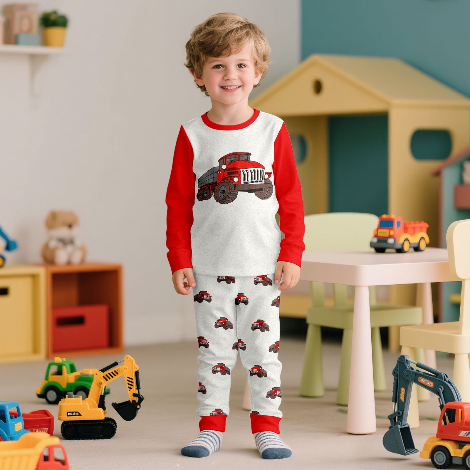 Rhoudy Clothes For Boys 5-6 Years Crewneck Boys' Long Sleeve Pajama ...