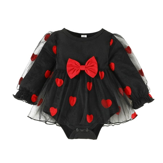 Rhoudy Girls Bodysuit Round Neck Long Sleeve Valentine'S Day Heart ...