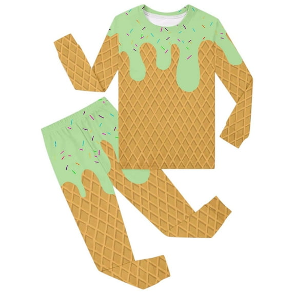 Rhuody Boy Pajamas Ice Print Long Sleeve Sleepwear Crewneck Tops Pants ...