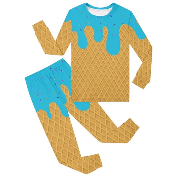 Rhuody Boys Pajamas Ice Print Long Sleeve Sleepwear Crewneck Tops Pants ...