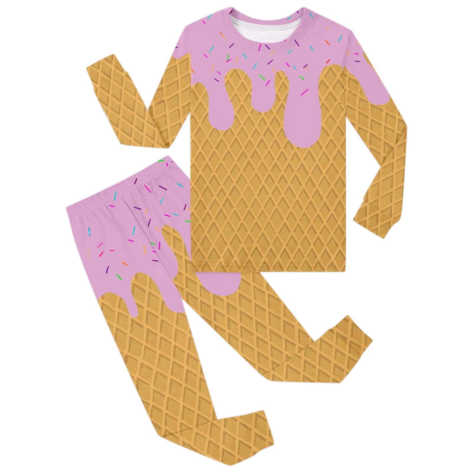 Rhuody Boys Summer Pajamas Ice Print Long Sleeve Sleepwear Crewneck ...