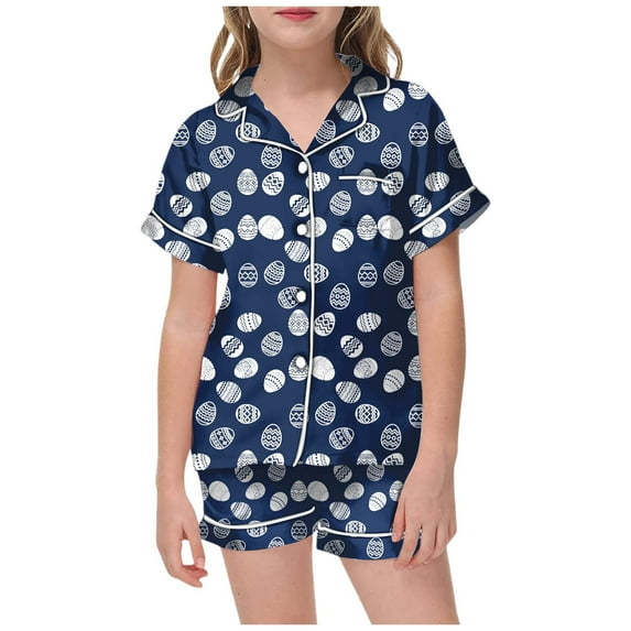 Rhuody Easter Outfits For Boy Lapel Sleepwear Short Sleeve Top Shorts ...