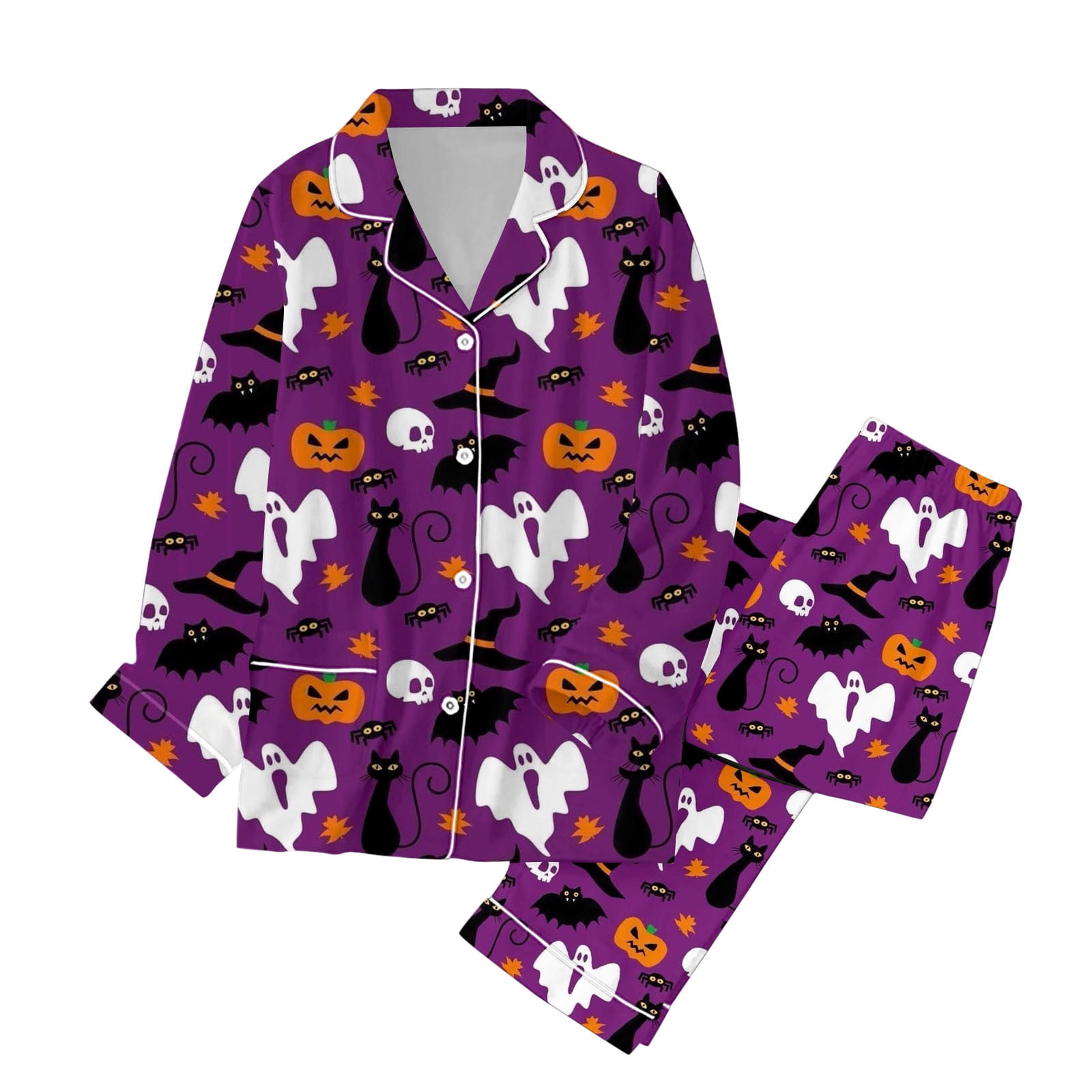 Rhuody Long Sleeve Halloween Pjs Women Fall Winter Jammies Holiday ...