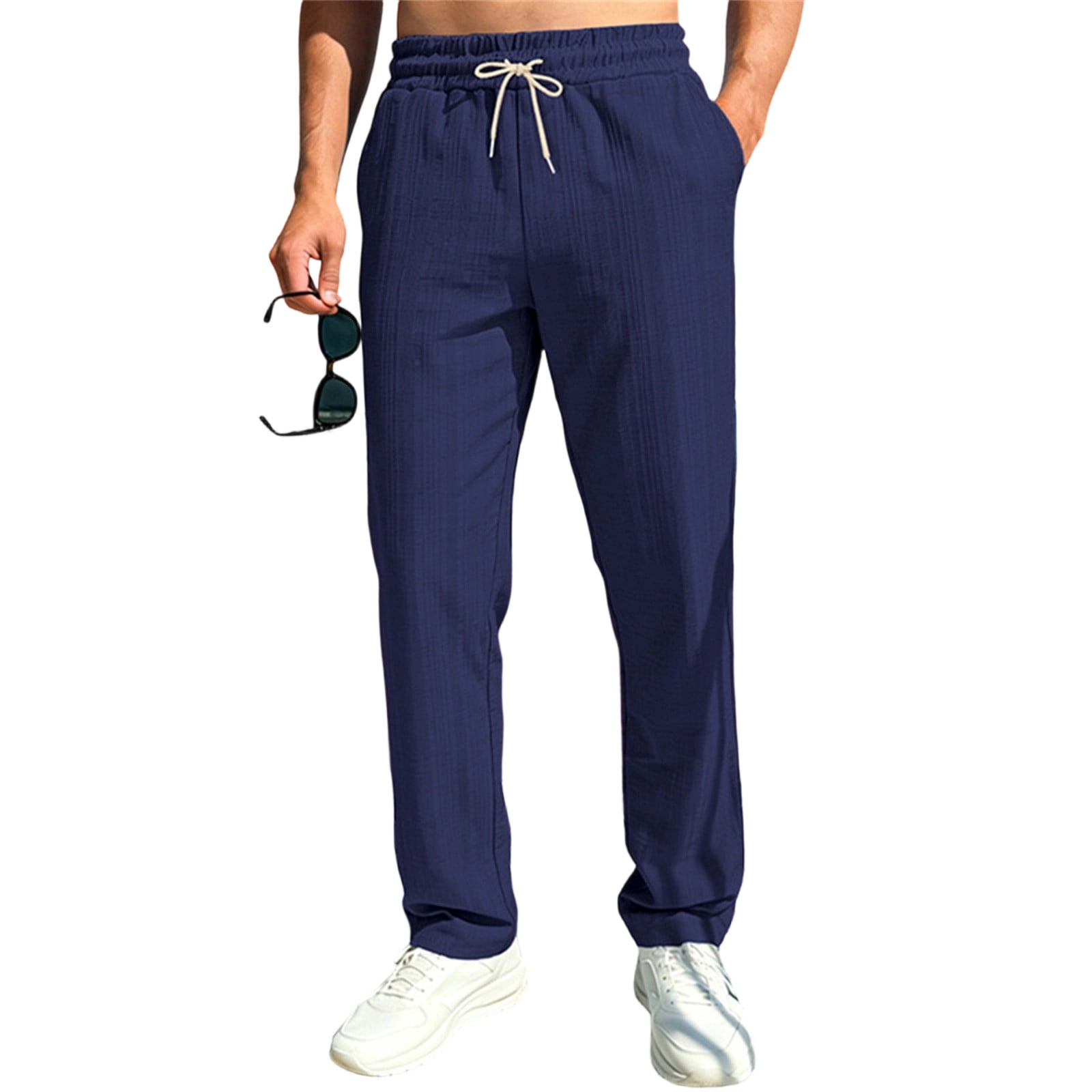 Rhuody Men Pant Loose Fit Tapered Joggers Straight Leg For Autumn Solid ...