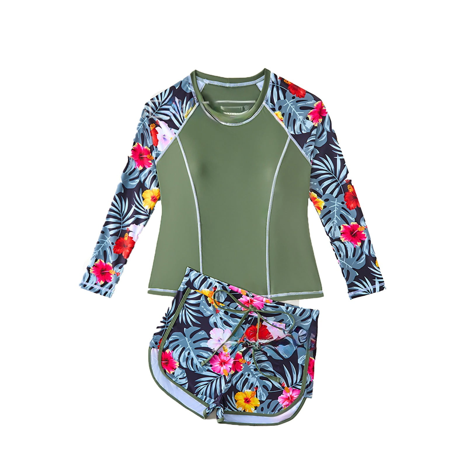 Rhuody Swimsuit Girl 12-13 Years Two-Pieces Swimwear Long Sleeves Rash ...