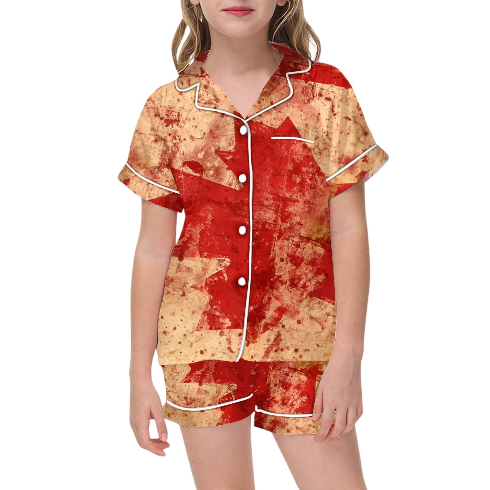Rhuody Teen Pajamas 10-11 Years Short Sleeve Canada Day Sleepwear Maple ...