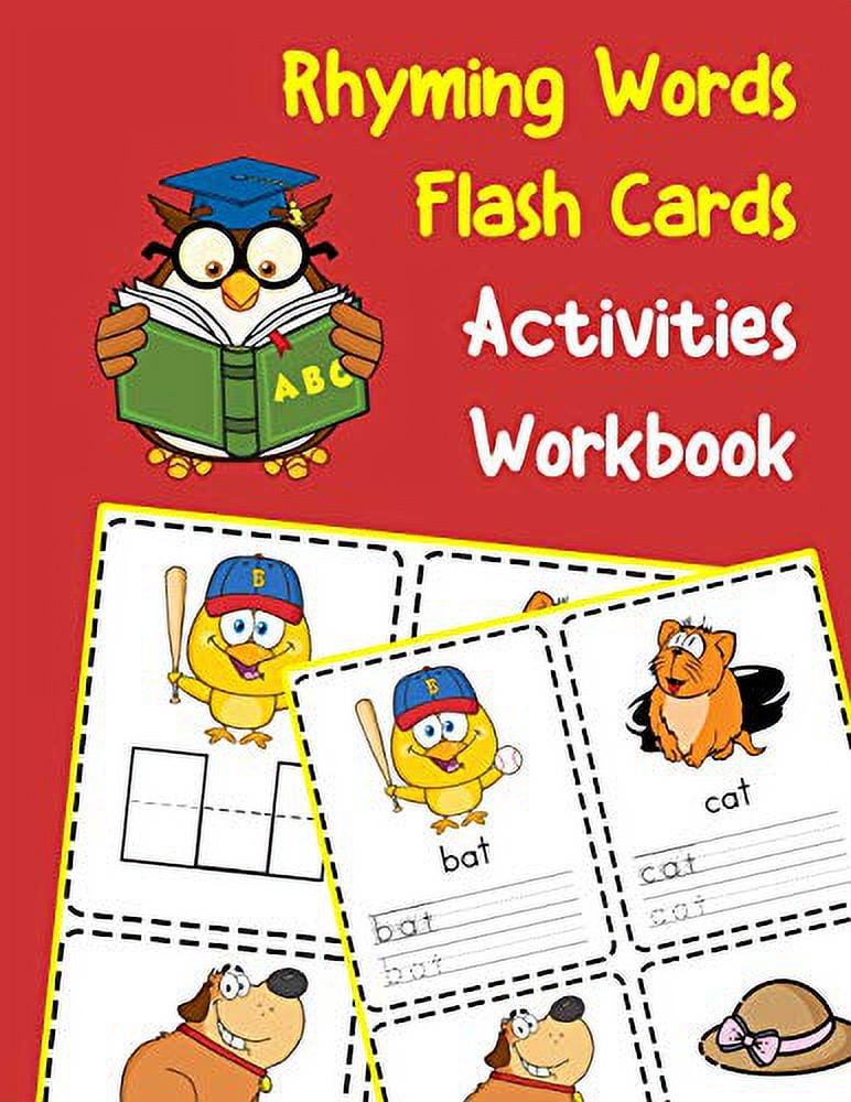 Pre-Owned Rhyming Words Flash Cards Activities Workbook: 200 CVC vowels ...