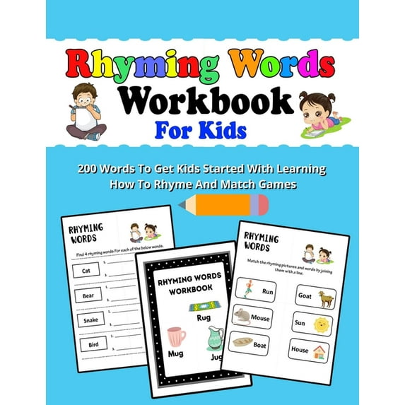 Rhyming Words Workbooks For Kids: Preschoolers And Kindergarten Rhyming ...