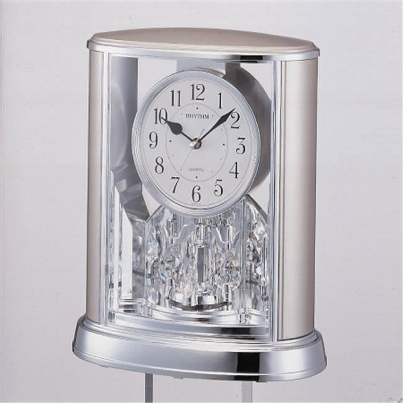 Rhythm Silver Teardrop Clock with Pendulum, Battery Operated ...