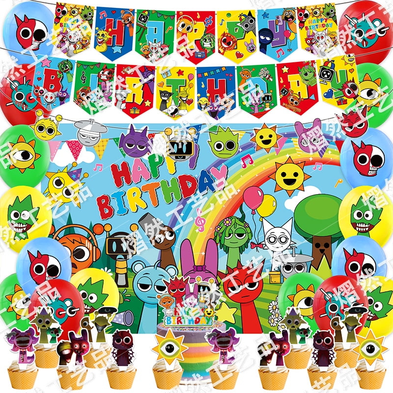 Rhythm Box Theme Birthday Party Decoration Incredibox Sprunki Flag Cake ...
