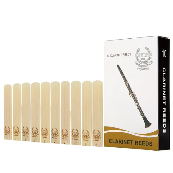 Rhythm Clarinet Reeds, 10-pack with Individual Plastic Case, Strength 2 ...