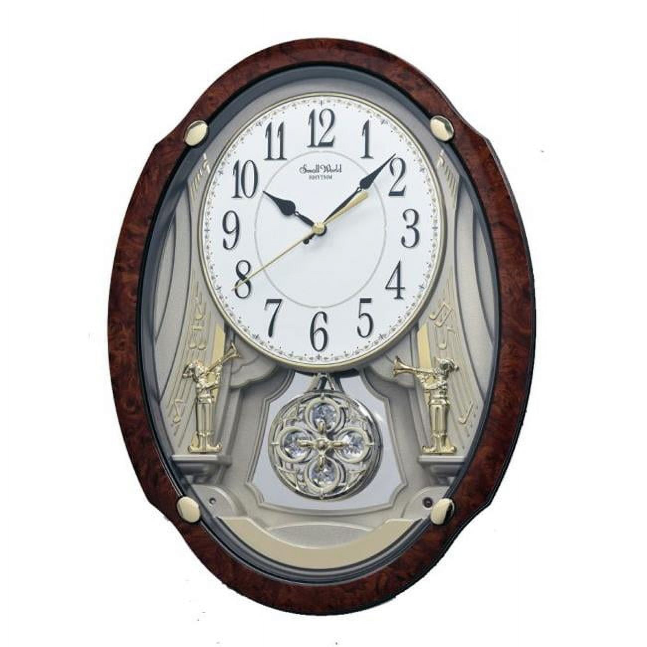 Rhythm Clock 4MJ427WU23 15.7 x 11.8 in. Trumpet Duet II Magic Motion ...