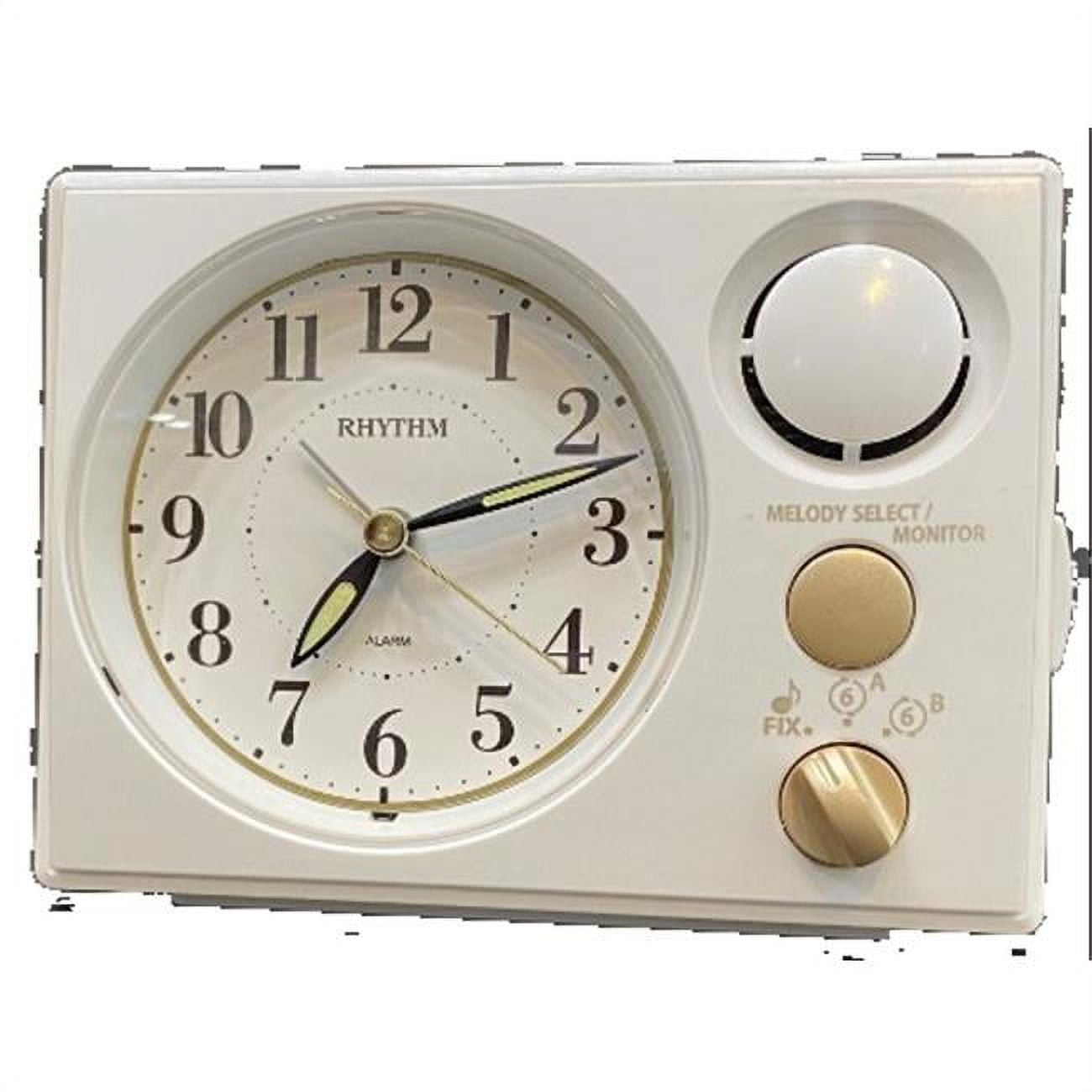 Rhythm Clock 8RM402WU03 4.25 x 5.25 in. Morning Harmony Melody Alarm ...