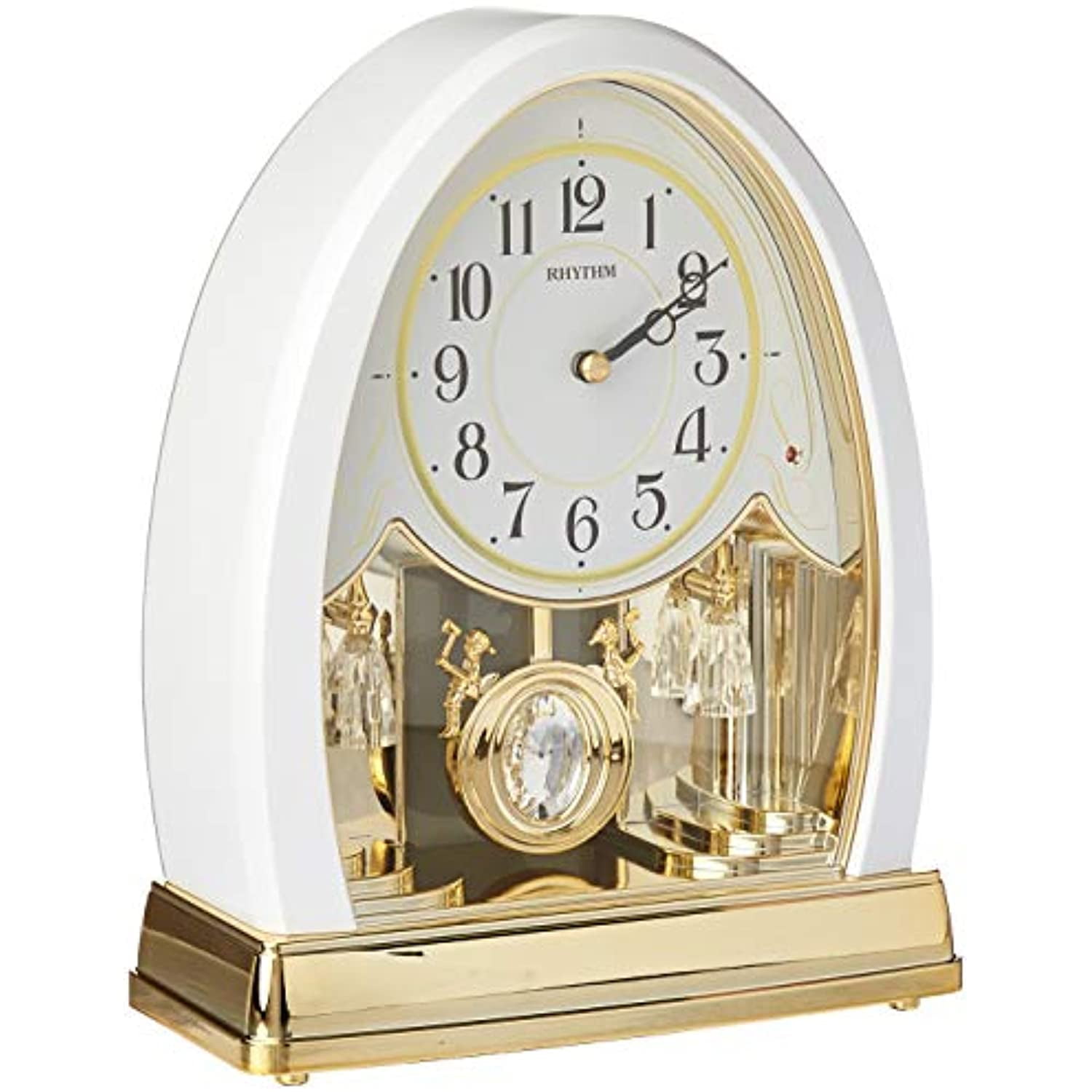 Rhythm Clocks Joyful Crystal Pearl Mantel Clock, Musical Tabletop ...