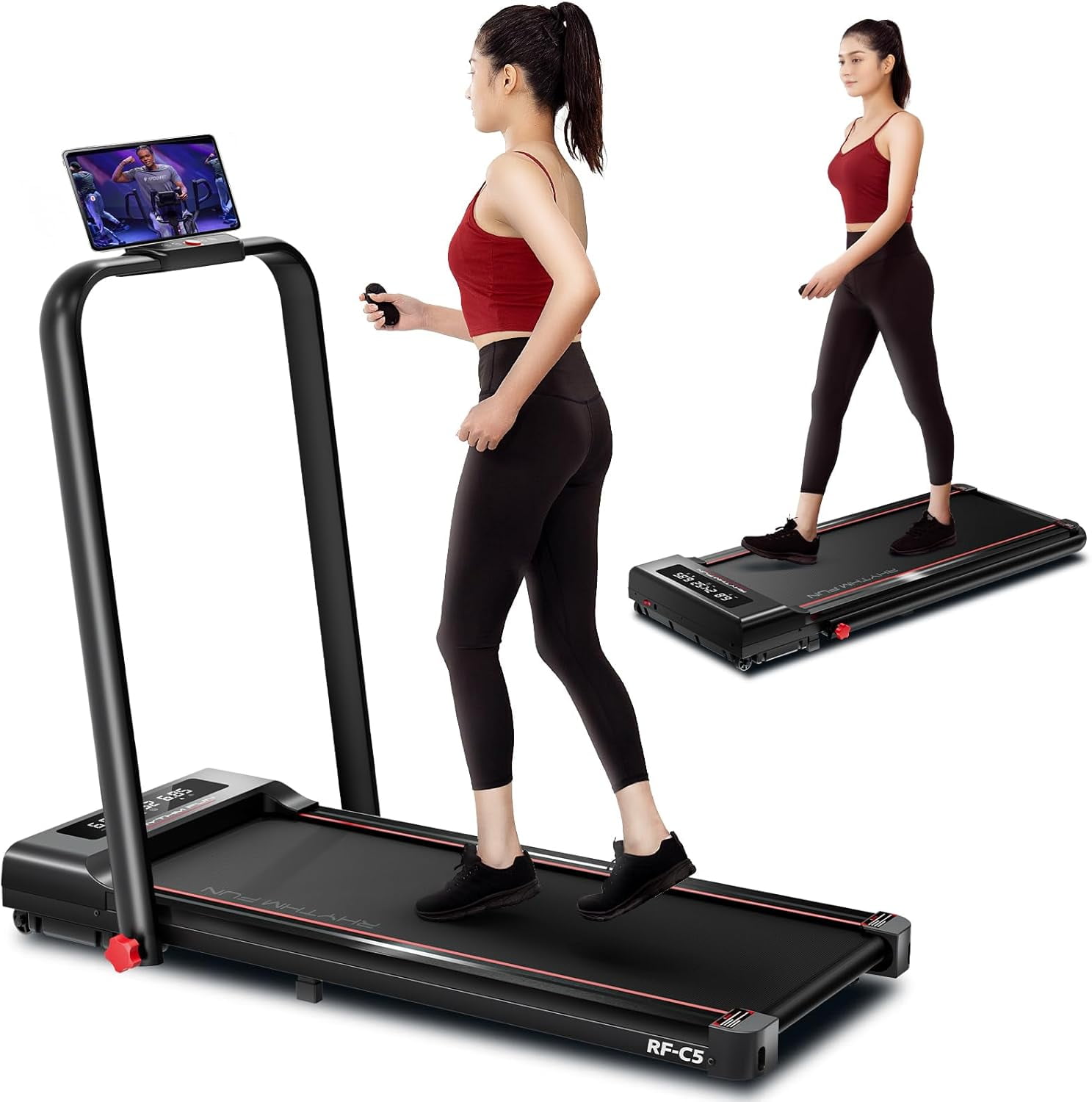 Rhythm Fun Foldable Treadmill, 300 lb Capacity Walking Pad 2.5HP ...
