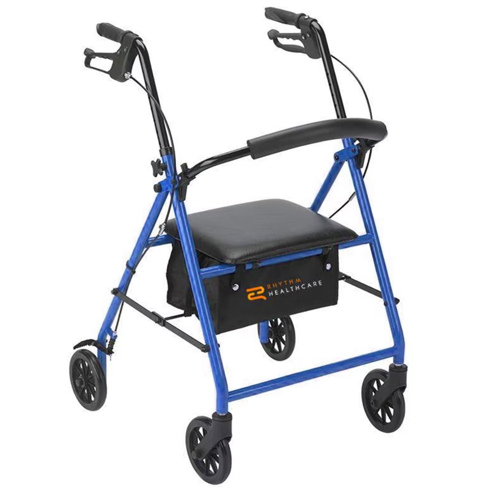 Rhythm Healthcare 4 Wheel Rollator, Steel Walker with 12x12" Seat and 6 ...