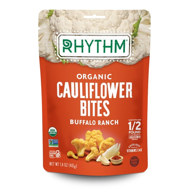 Rhythm Superfoods Organic Cauliflower Bites Snack Chips, Buffalo Ranch ...