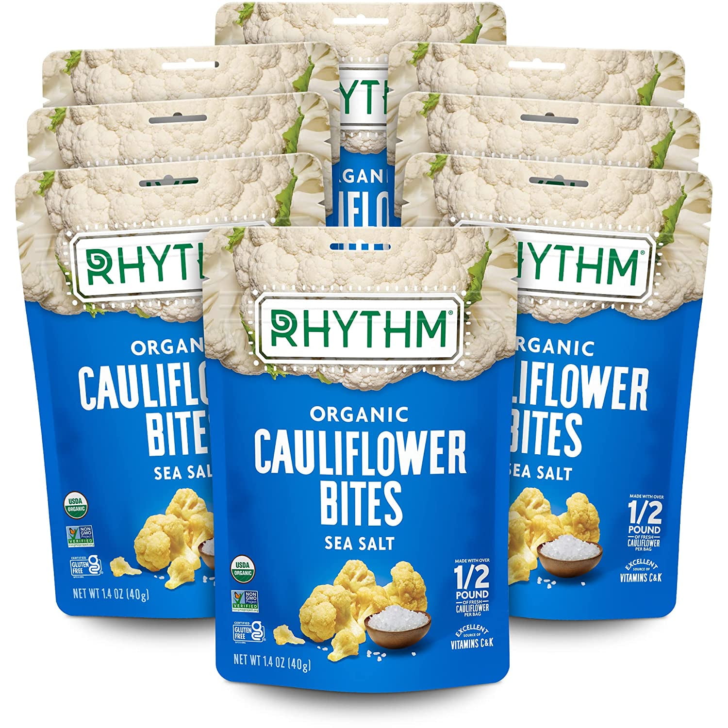 Rhythm Superfoods Organic Cauliflower Bites, Sea Salt, Gluten Free, 1 ...