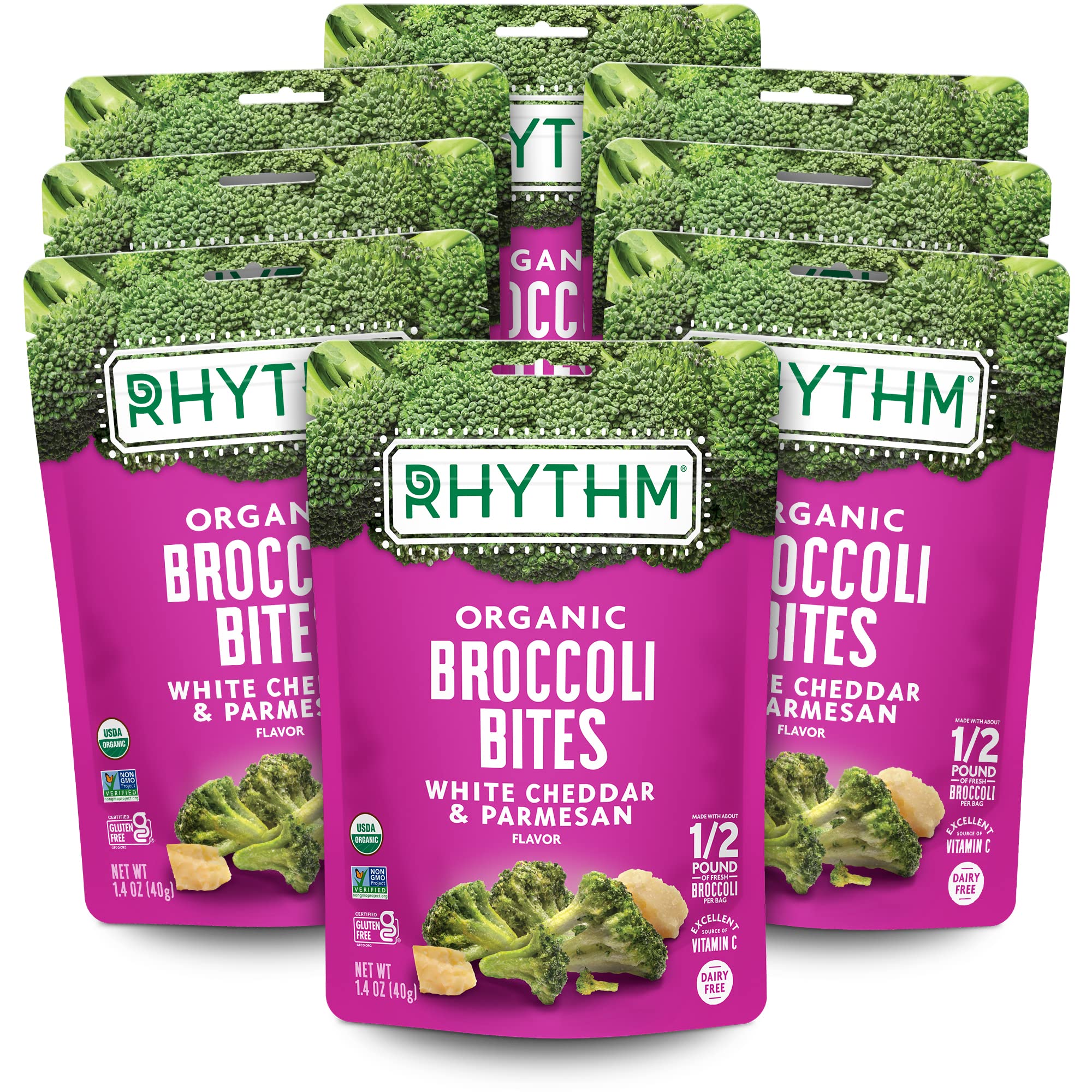 Rhythm Superfoods Organic Crunchy RE32 Broccoli Bites White Cheddar And ...