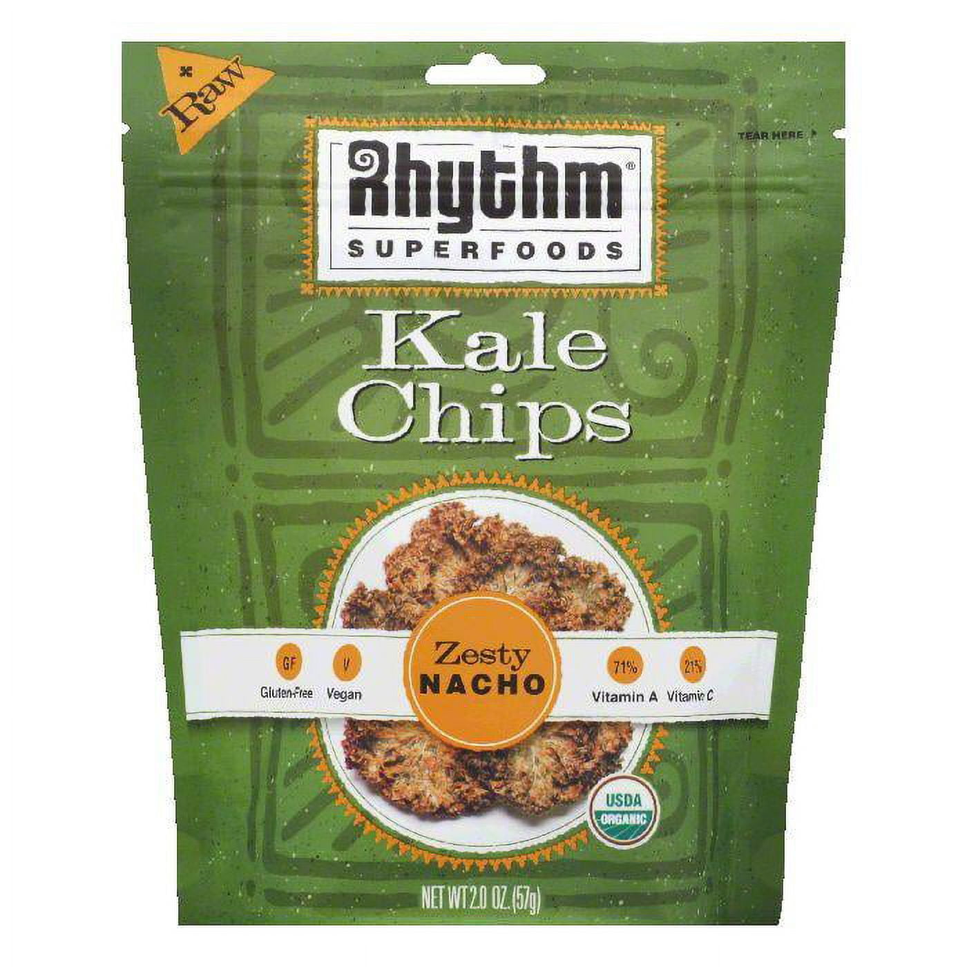 Rhythm Superfoods Organic Zesty Nacho Kale Chips, Fresh Veggie Snacks ...