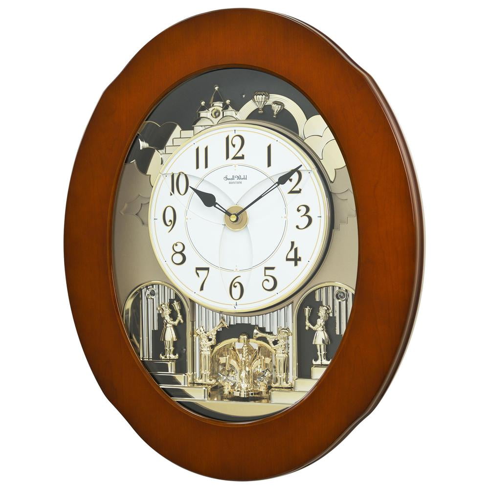 Rhythm USA 4MH449WU06 Grand Essence Musical Motion Wall Clock, Brown ...