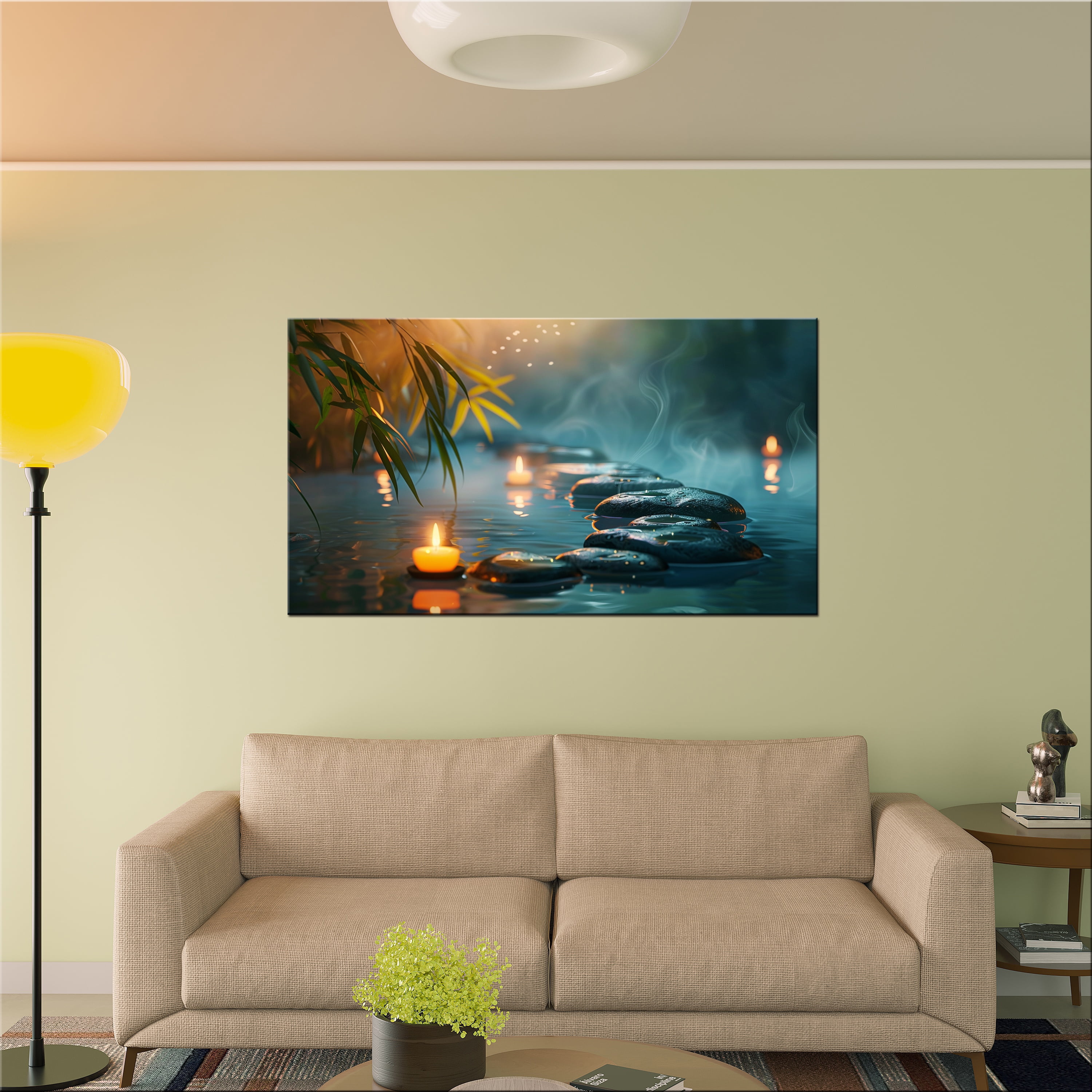 Rhythm of Zen- Candlelight on Water and Stone (16"x24" customizable) by Genie's Poems - Print ...