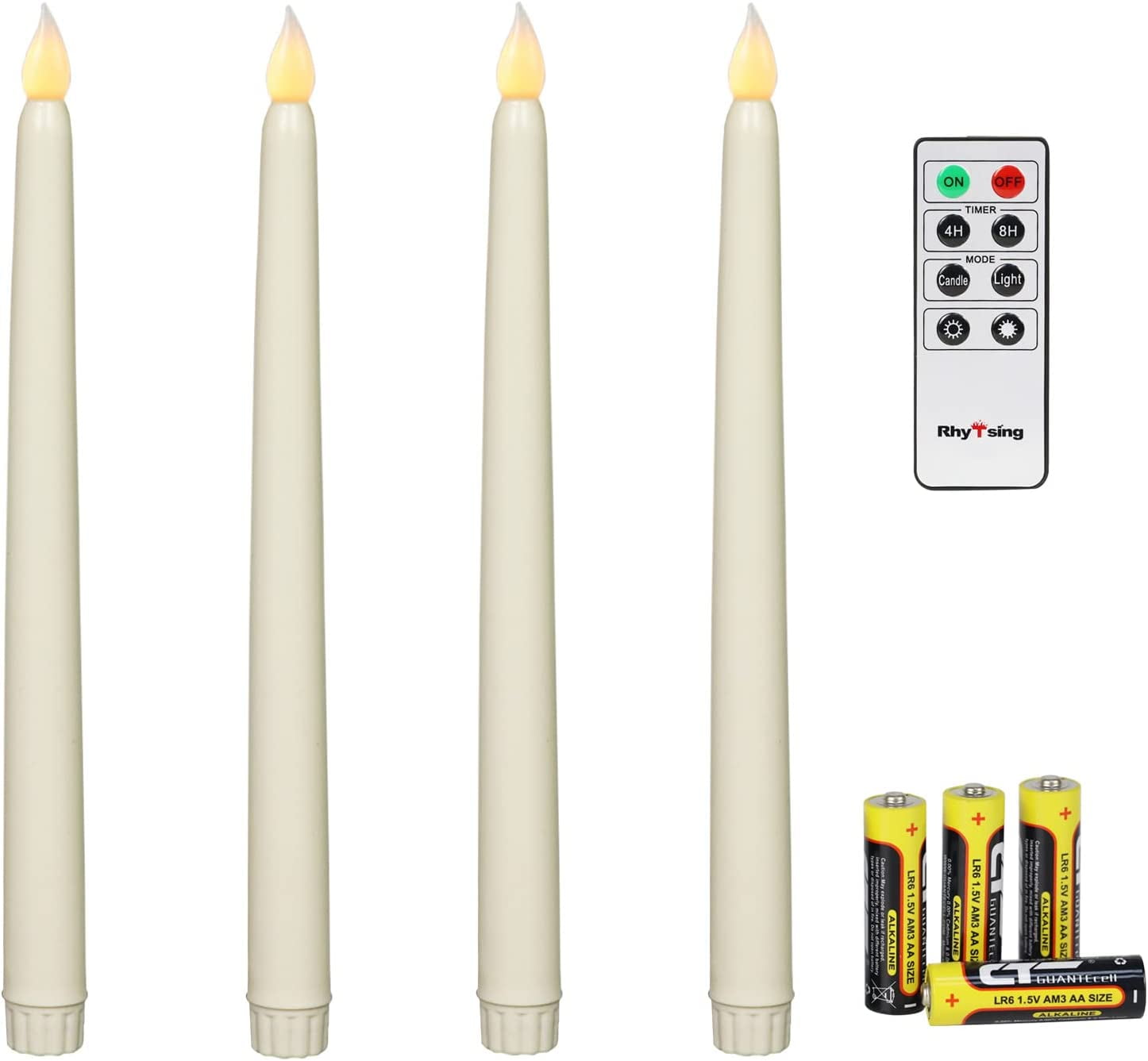 Rhytsing 10.8" 4Pcs LED Flameless Taper Candles - Timer, Remote ...