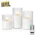 Rhytsing Clear Ribbed Glass Battery Operated LED Candles with Remote ...