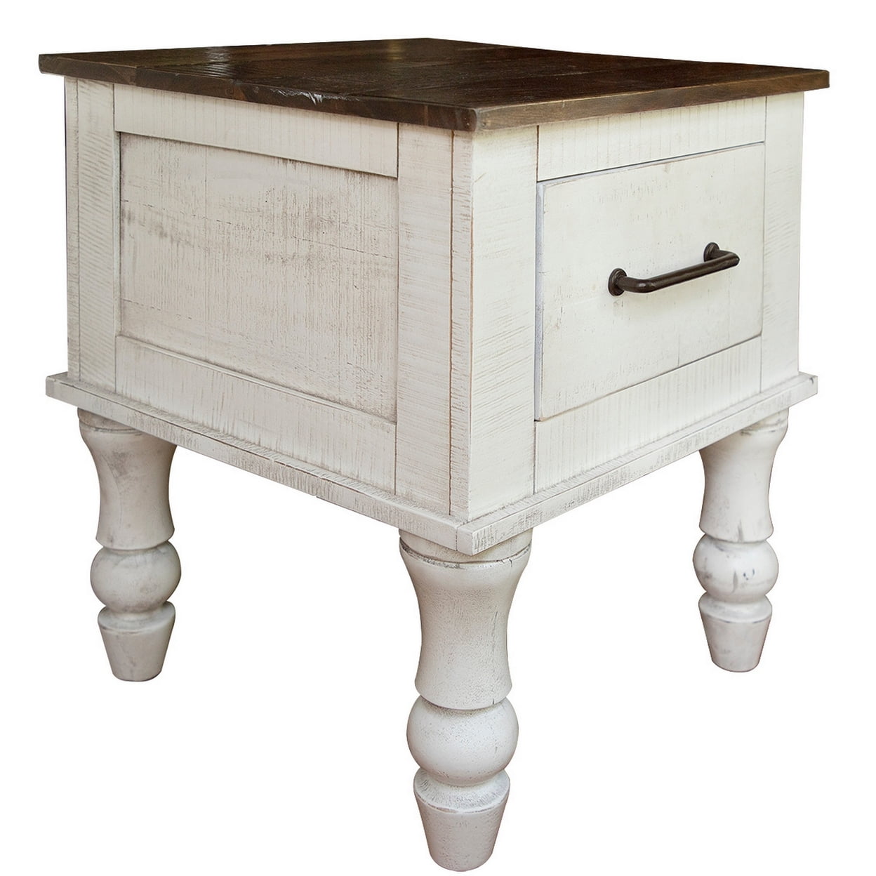 Ria 26 Inch Side End Table - Single Drawer - Solid Mango Wood - Turned ...